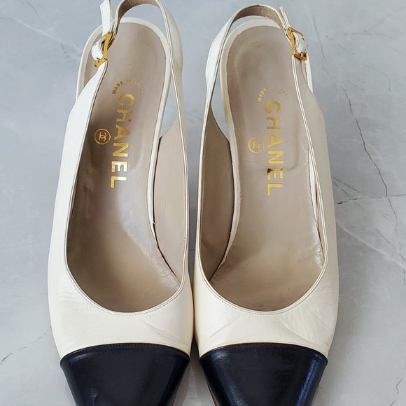 CHANEL | Shoes | Vintage Chanel Cream Kitten Heel Size 8 | Poshmark